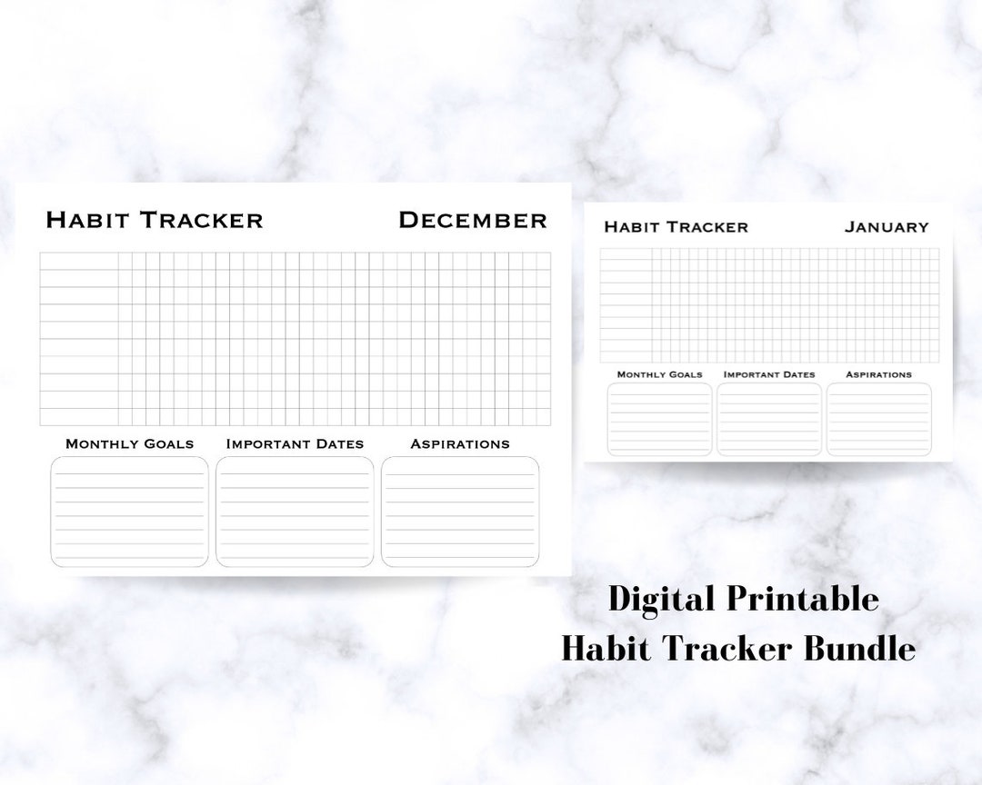 Blank Monthly Habit Tracker Bundle, Printable Digital Download - Etsy