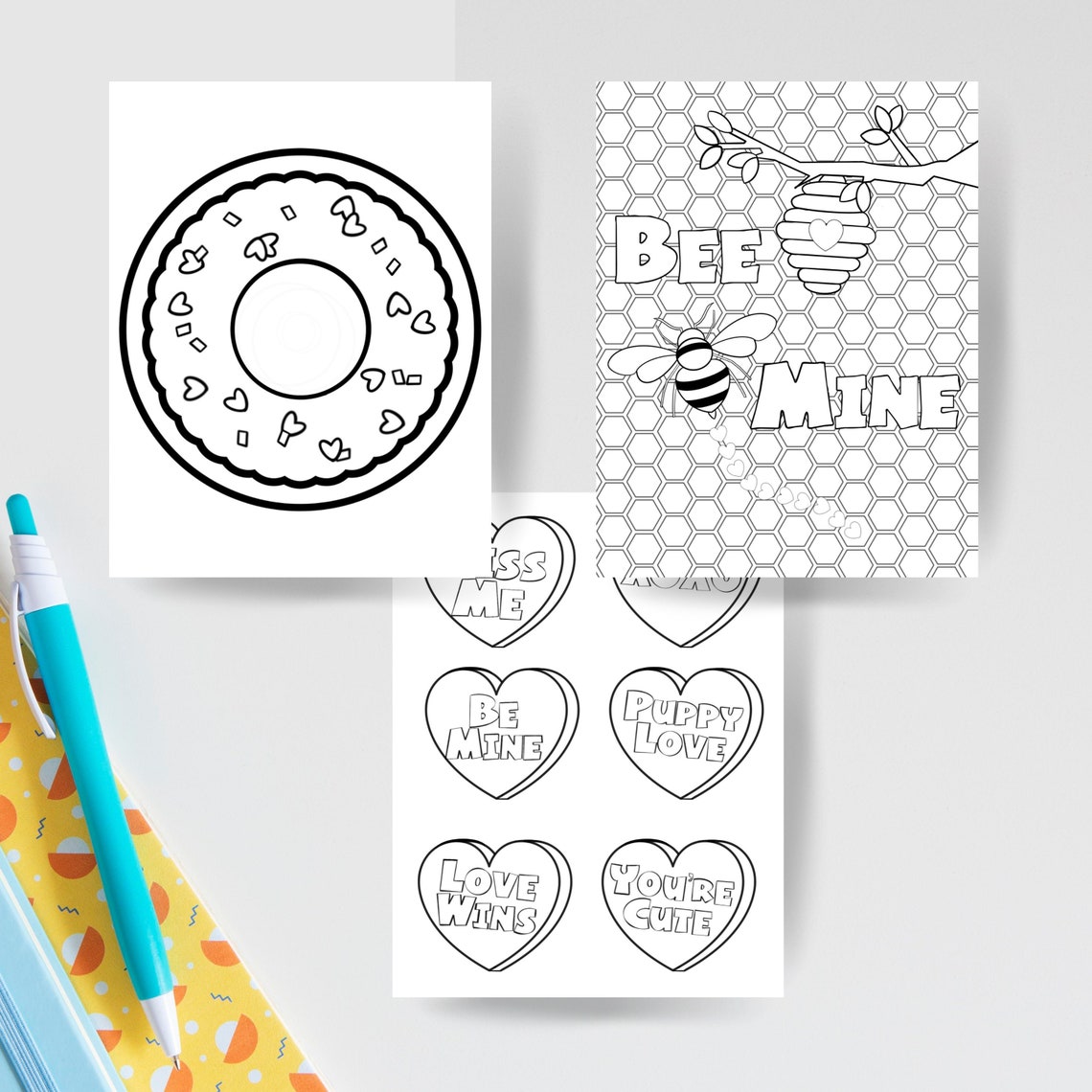 Valentines Day Coloring Pages Printable Digital Download - Etsy