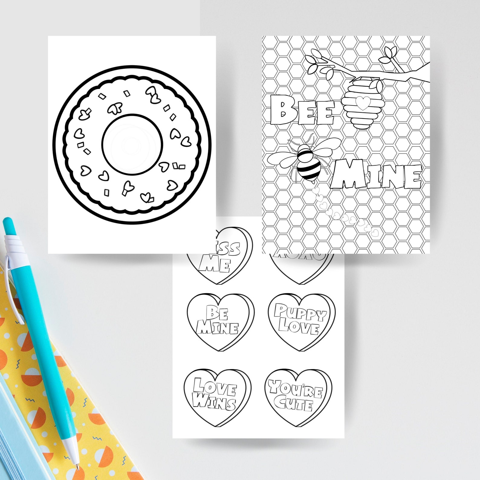 Valentines Day Coloring Pages Printable Digital Download - Etsy