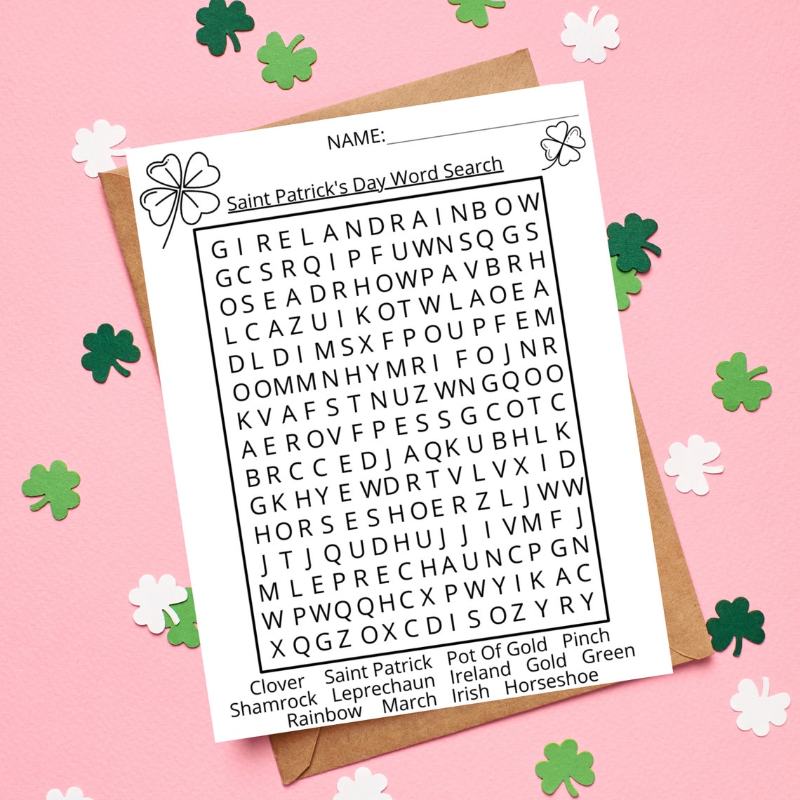 Saint Patrick's Day Word Search Puzzle, Printable Digital Download - Etsy