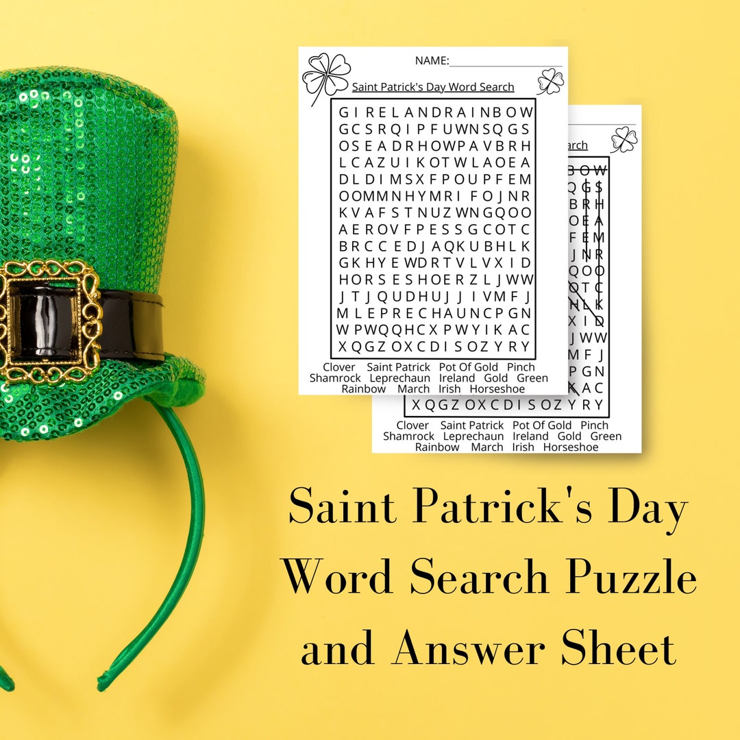 Saint Patrick's Day Word Search Puzzle, Printable Digital Download - Etsy