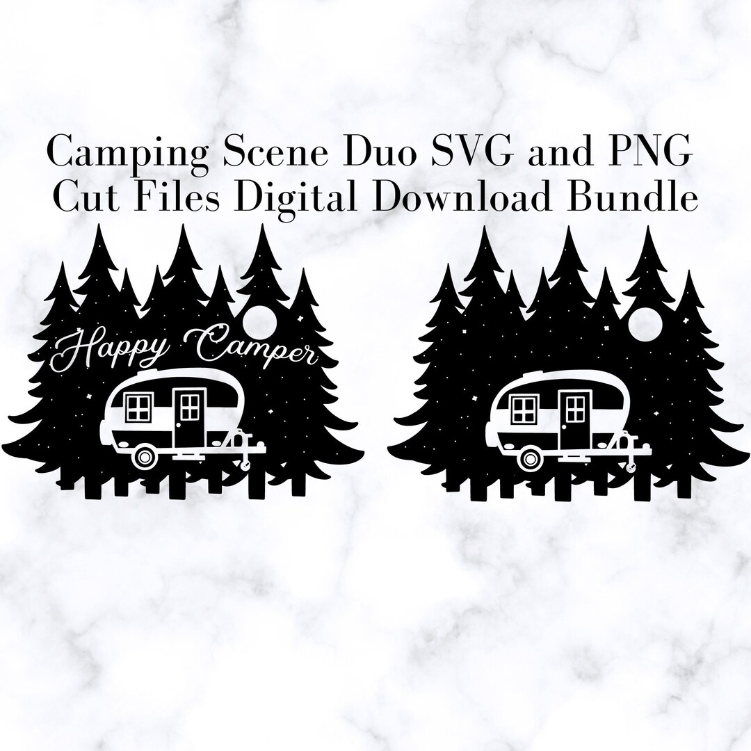 Camping Scene SVG and PNG Cut File Duo, Digital Download Bundle - Etsy