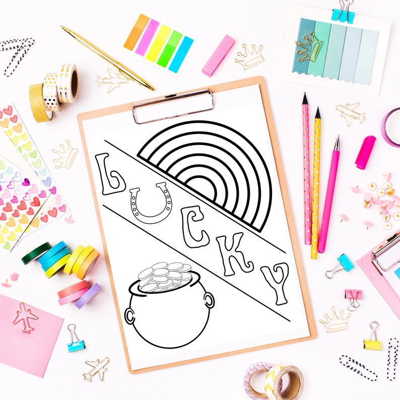 Saint Patricks Day Coloring Page Bundle, Printable Digital Download - Etsy