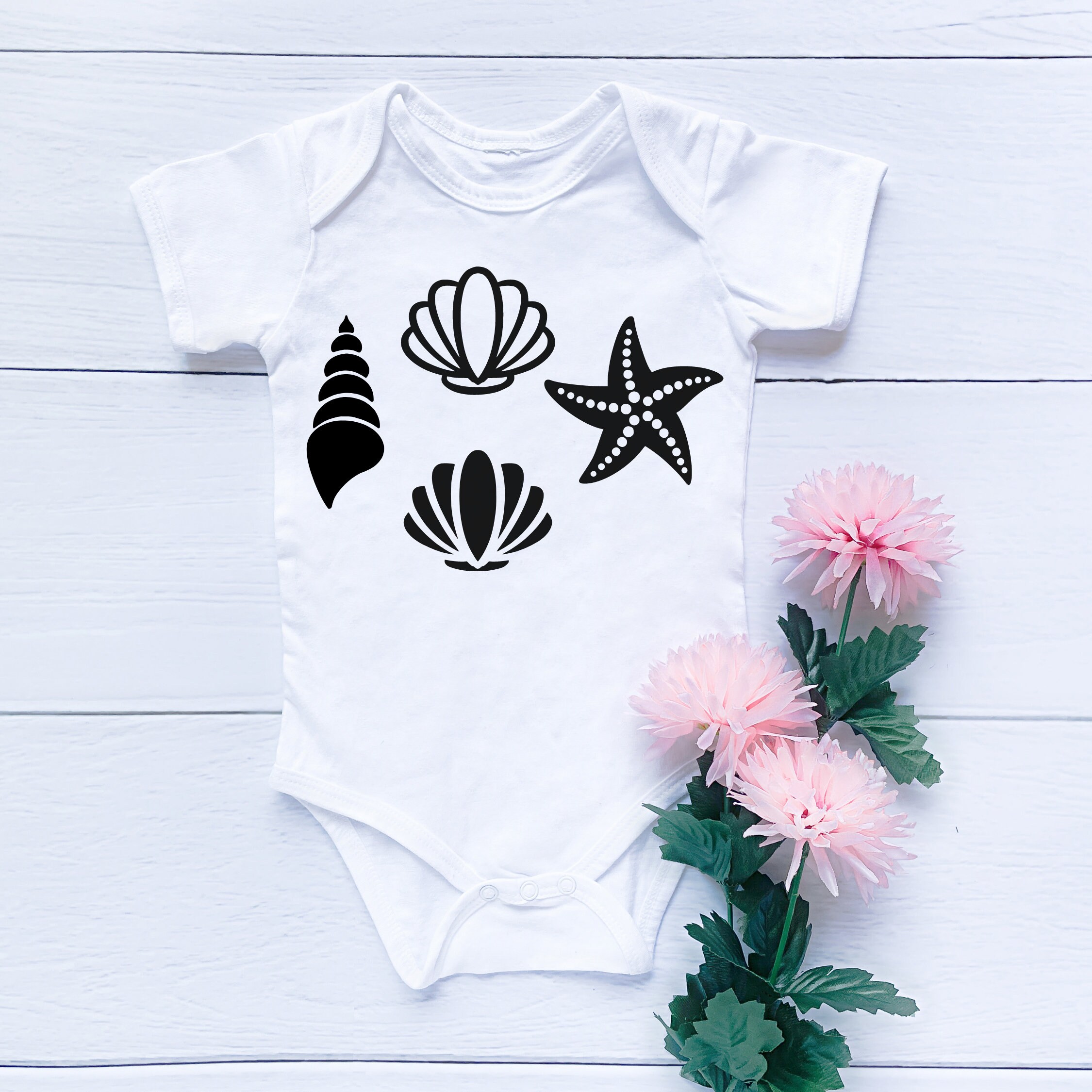 Seashells and Starfish SVG and PNG Cut Files, Digital Download Bundle ...