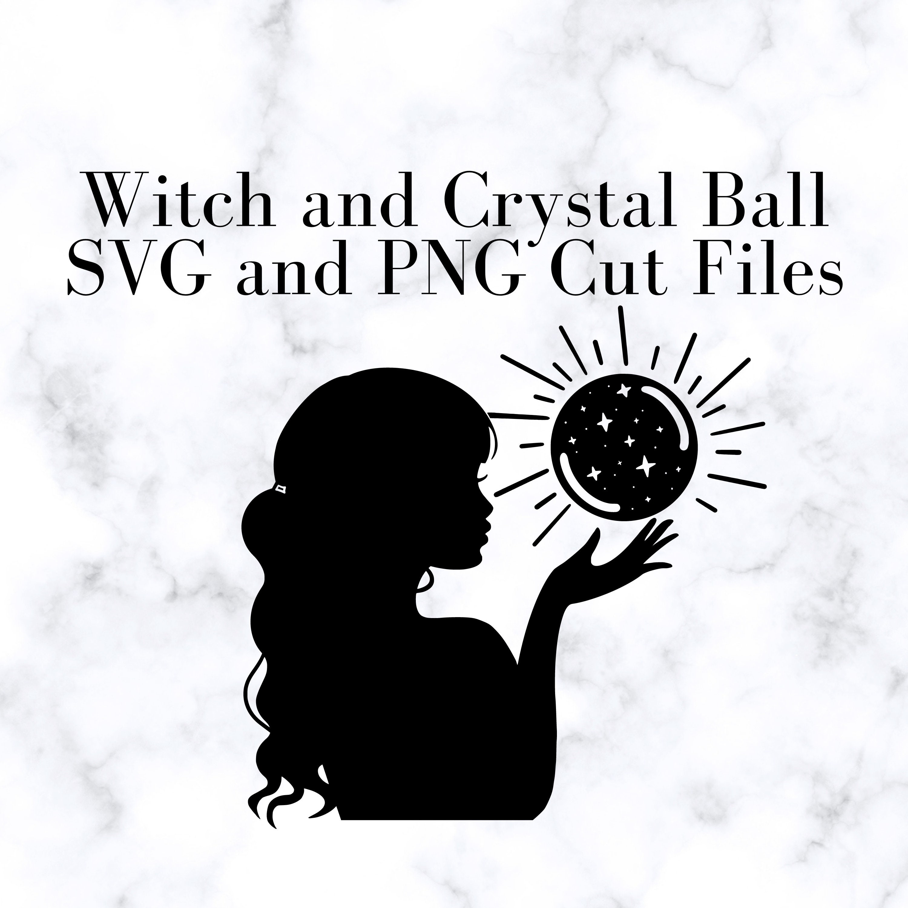 Witch and Crystal Ball SVG and PNG Cut Files, Digital Download Bundle ...