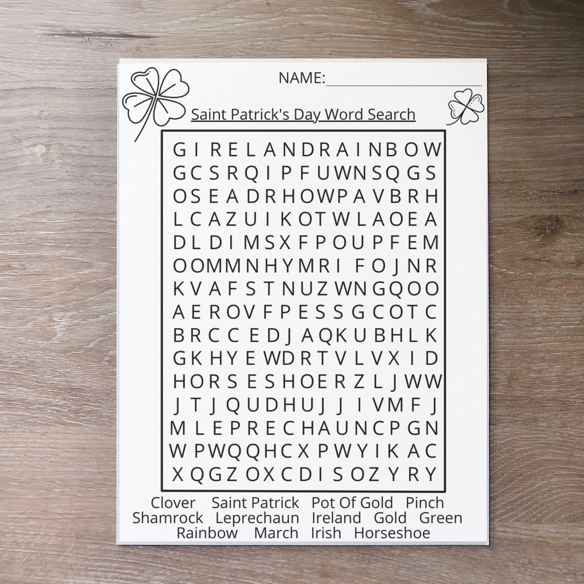 Saint Patrick's Day Word Search Puzzle Printable Digital - Etsy