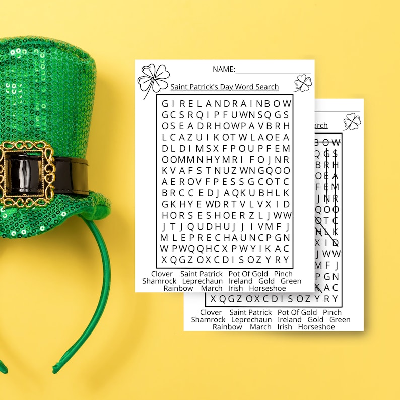 Saint Patrick's Day Word Search Puzzle, Printable Digital Download - Etsy