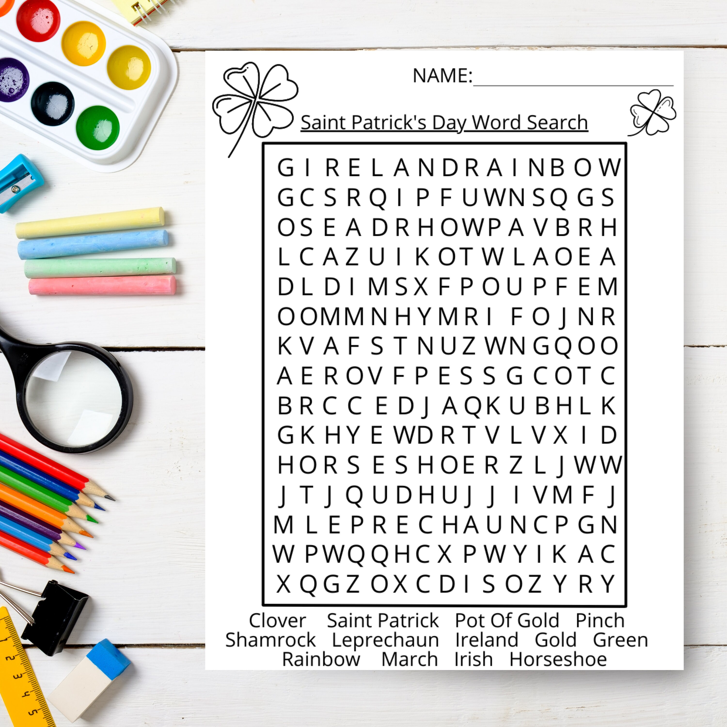 Saint Patrick's Day Word Search Puzzle, Printable Digital Download - Etsy