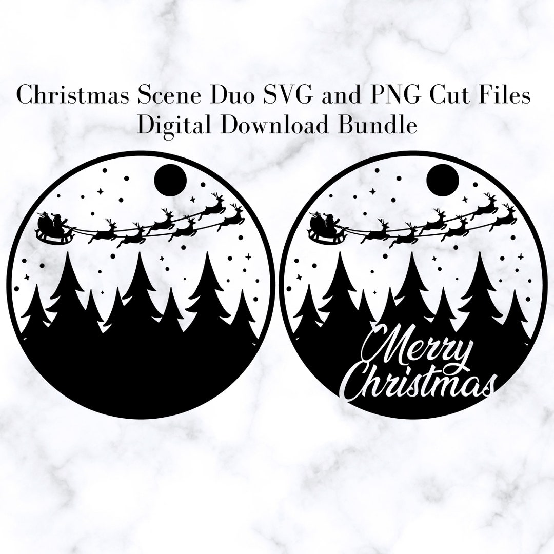 Christmas Scene SVG and PNG Cut Files, Digital Download Bundle - Etsy