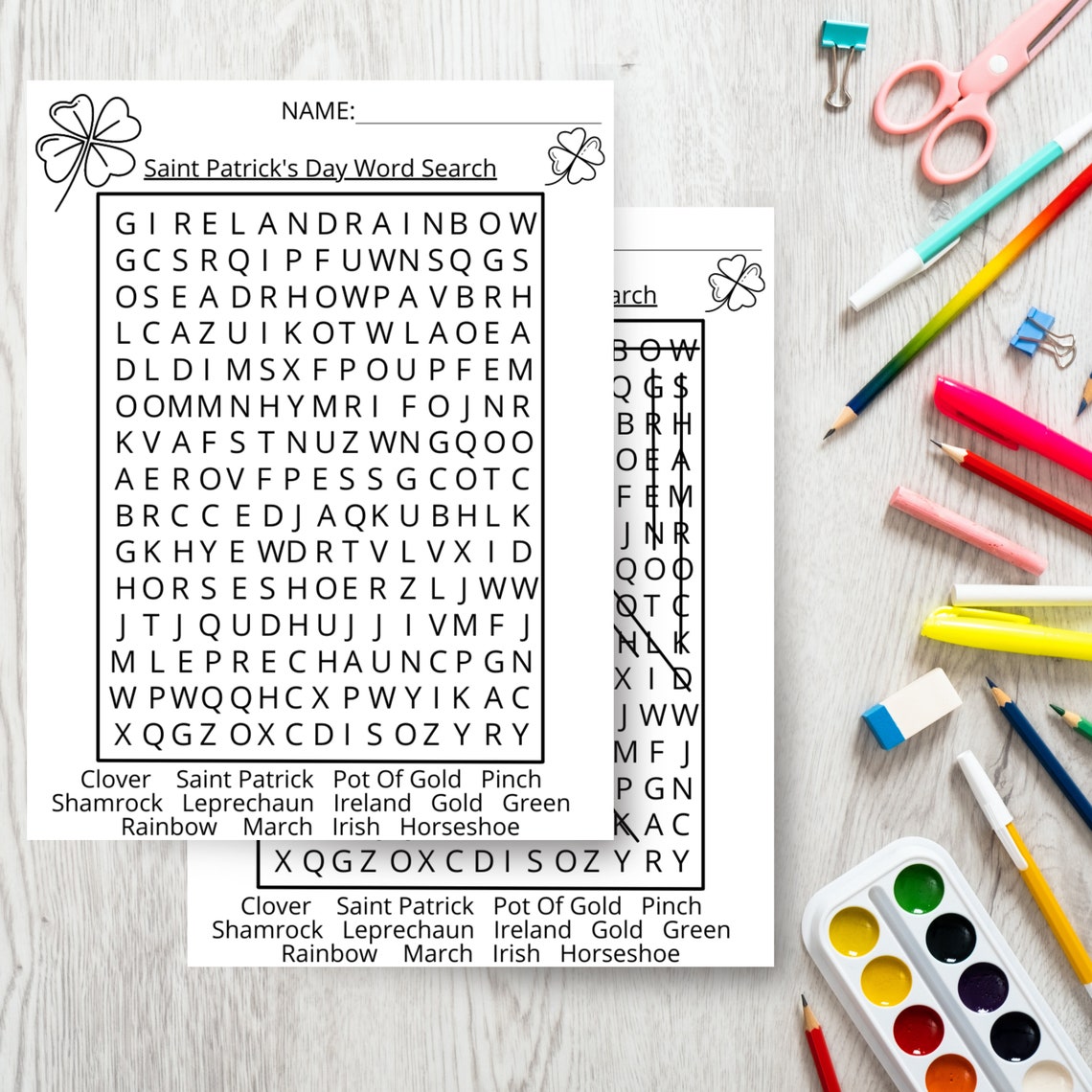 Saint Patrick's Day Word Search Puzzle Printable Digital - Etsy