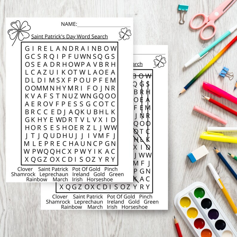 Saint Patrick's Day Word Search Puzzle, Printable Digital Download - Etsy