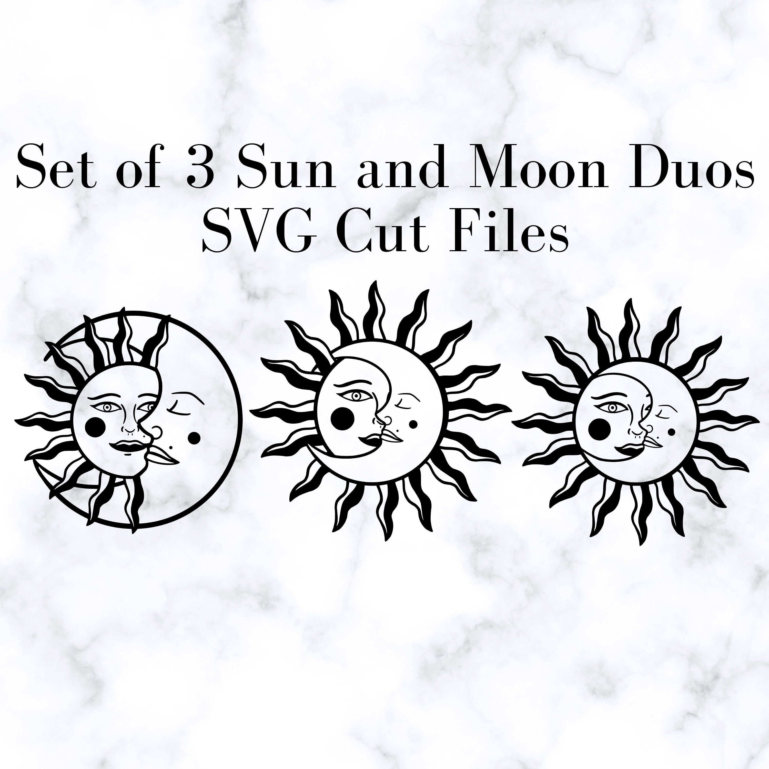 Sun and Moon Duo SVG Cut Files, Digital Download Bundle Set of 3 - Etsy