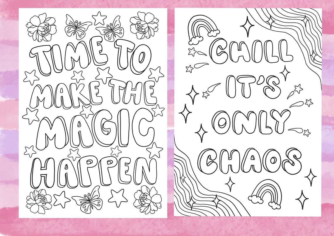 10 Relaxation Coloring Pages - Motivational Sayings - Etsy