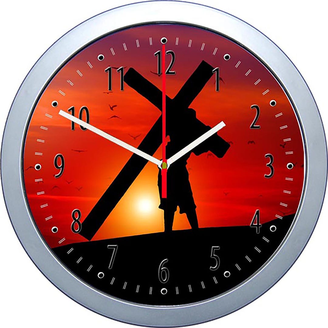 Wall Clock With Christian Motifs Bible Verses Cross God Jesus Christ ...