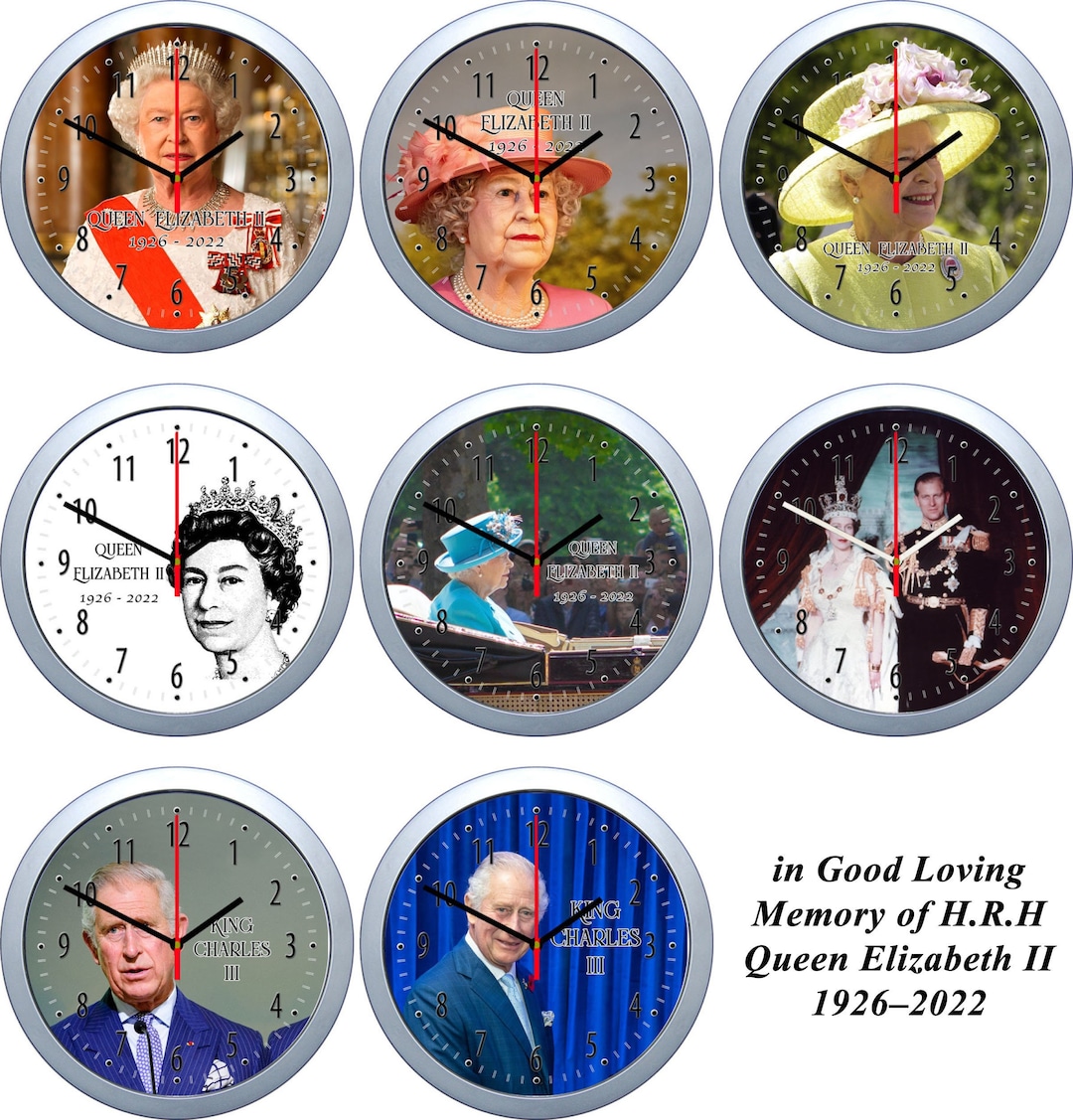 Wall Clock Queen Elizabeth II Royal Remembrance 1926-2022 King Charles ...