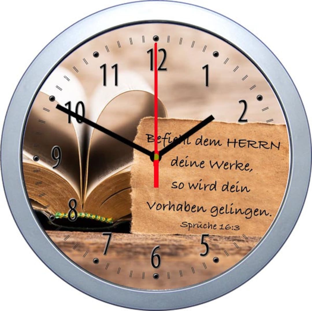 Wall Clock With Christian Motifs Bible Verses Cross God Jesus Christian ...