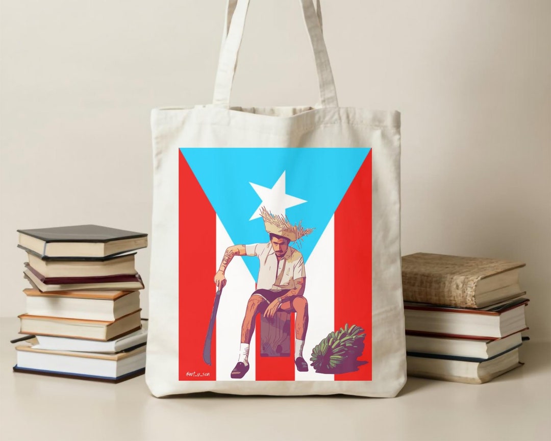 Puerto Rico Flag Market Bag Cotton Canvas Tote Bag Benito Antonio ...