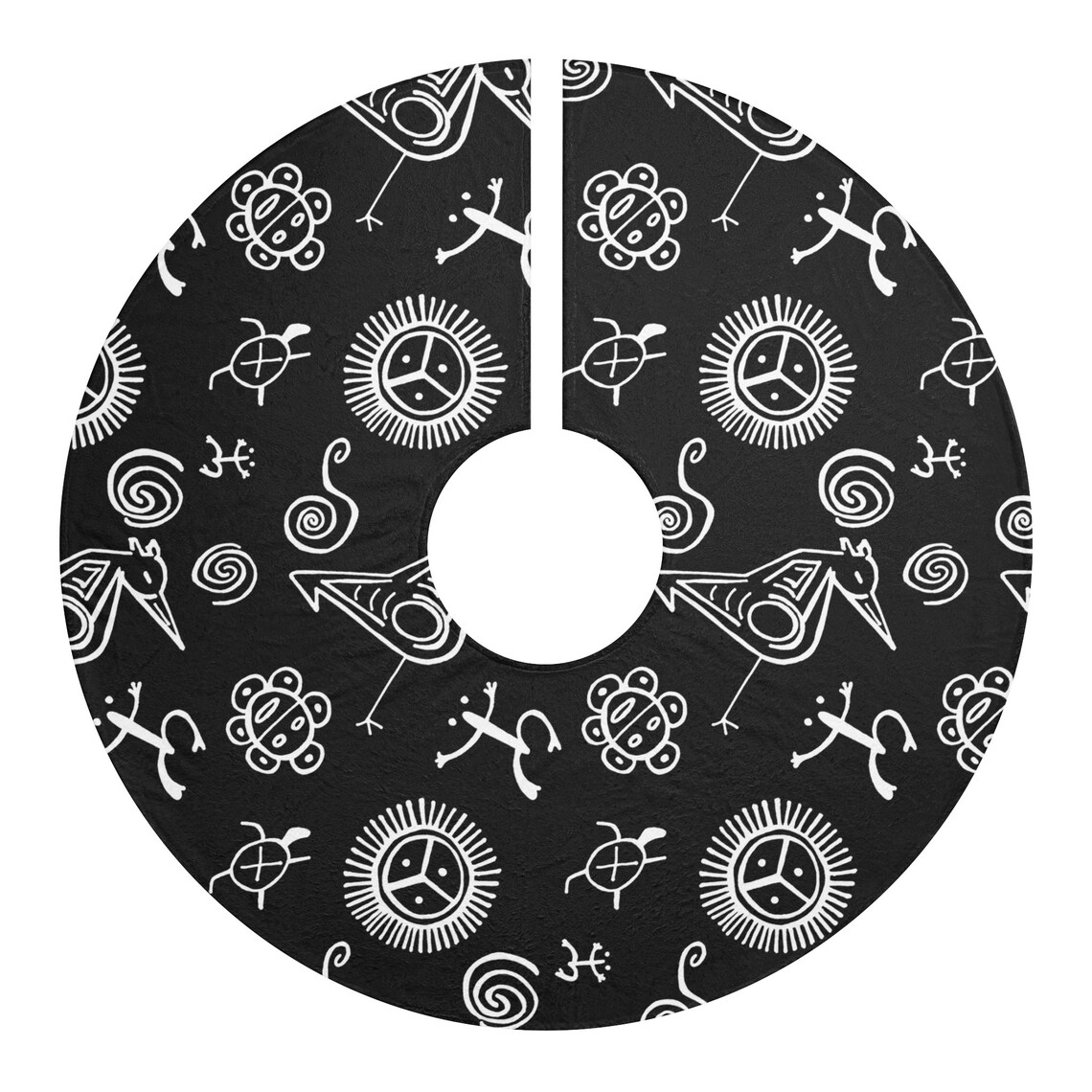Taino Symbols Black and White Christmas Tree Skirts | Puerto Rico ...