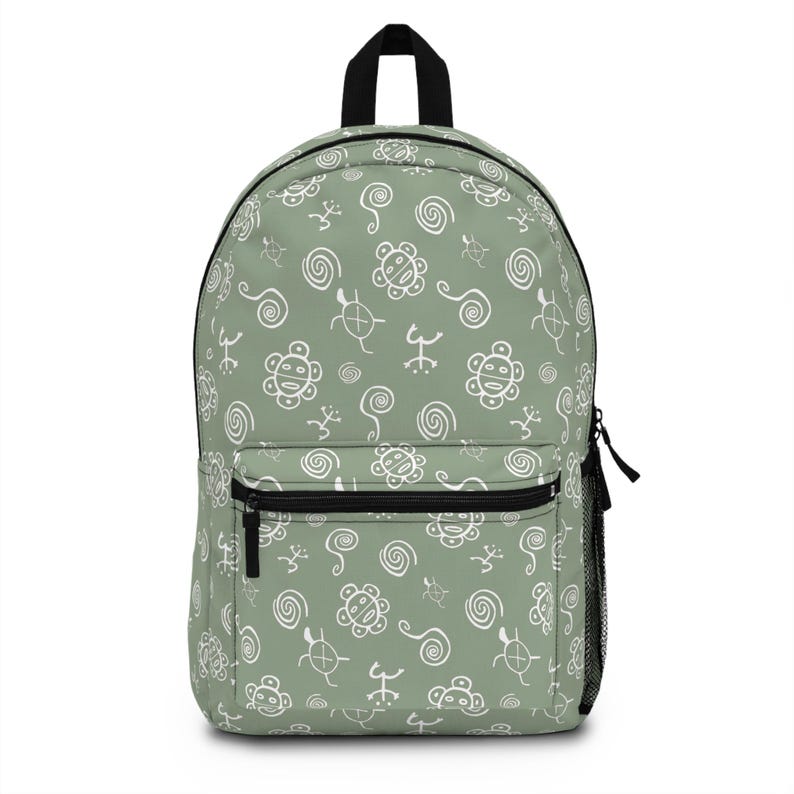 Light Green Backpack Taino Symbols Bookbag School Backpack Puerto Rico ...