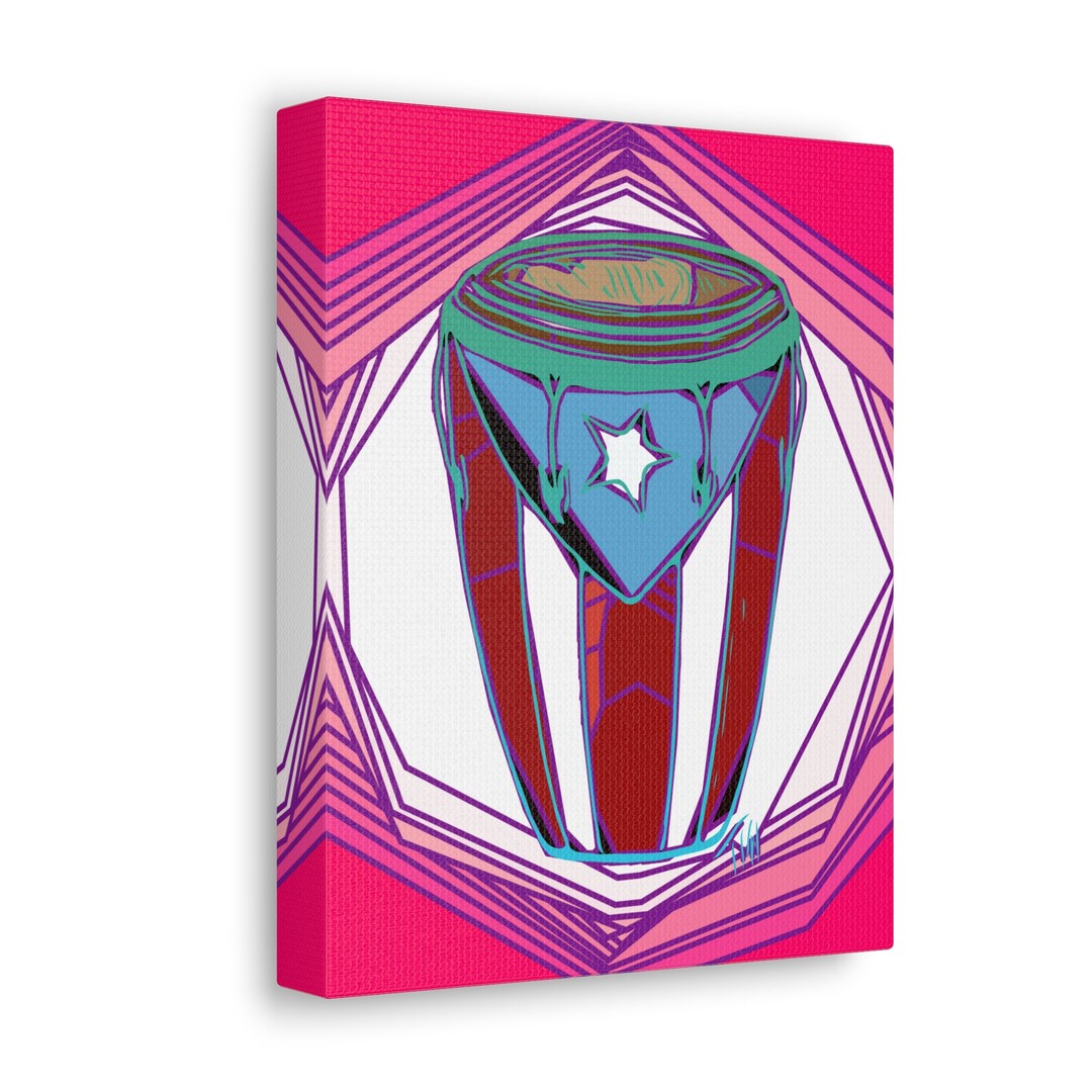 Conga Boricua in Abstract Pink Background Canvas Gallery Wraps Puerto ...