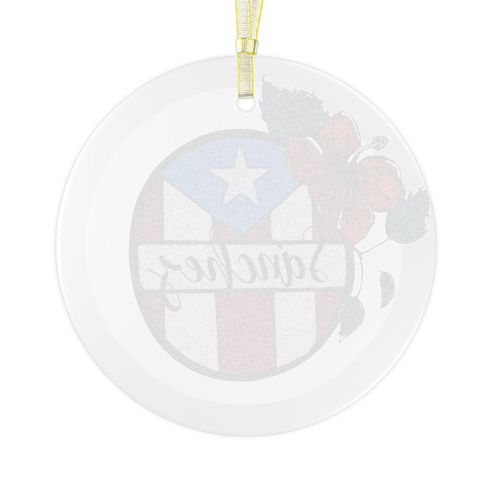 Sanchez Last Name Puerto Rico Flag Glass Ornament | Boricua Flag ...