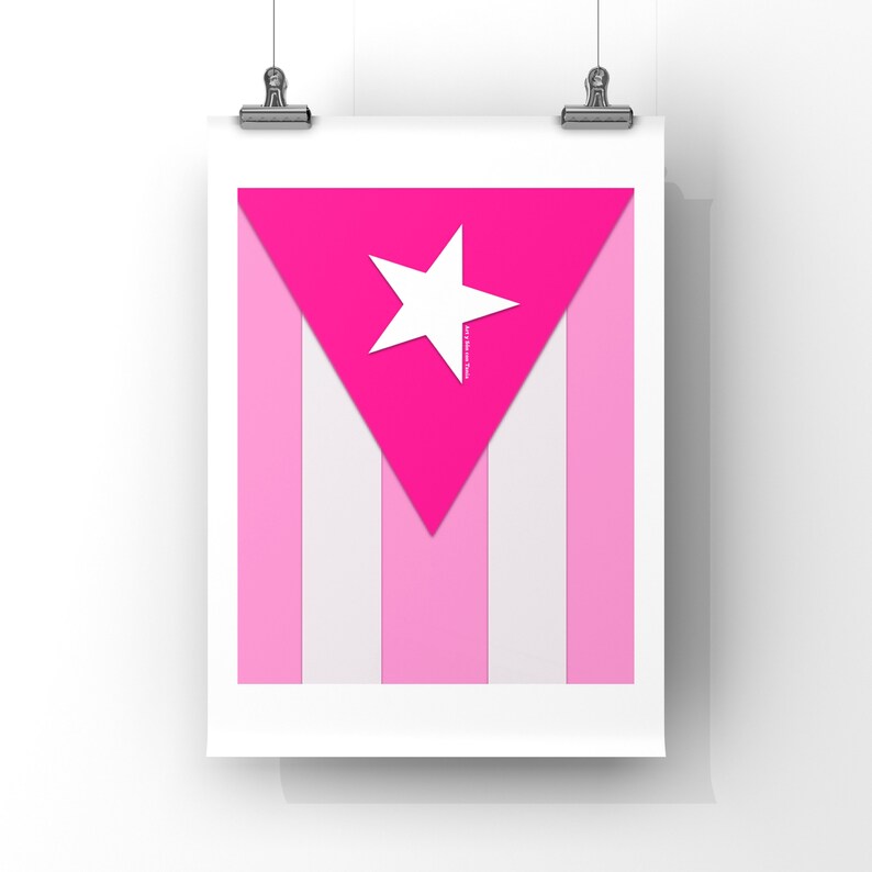 Pink Puerto Rico Flag | Various Sizes| Breast Cancer Awareness Wall Art ...