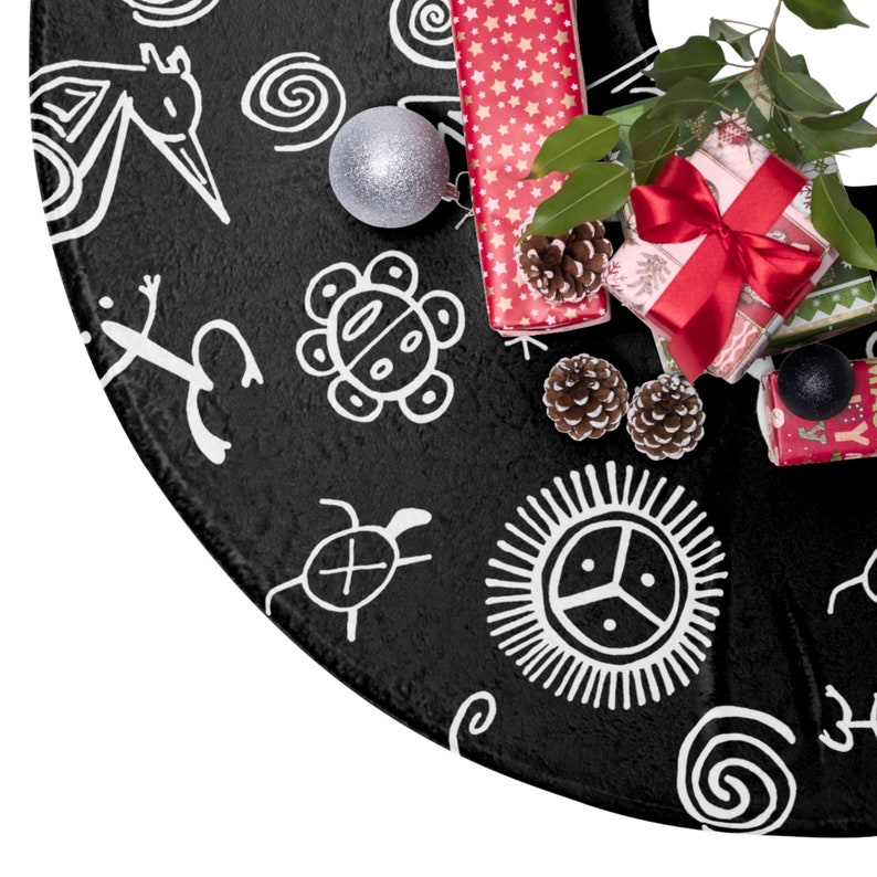 Taino Symbols Black and White Christmas Tree Skirts | Puerto Rico ...