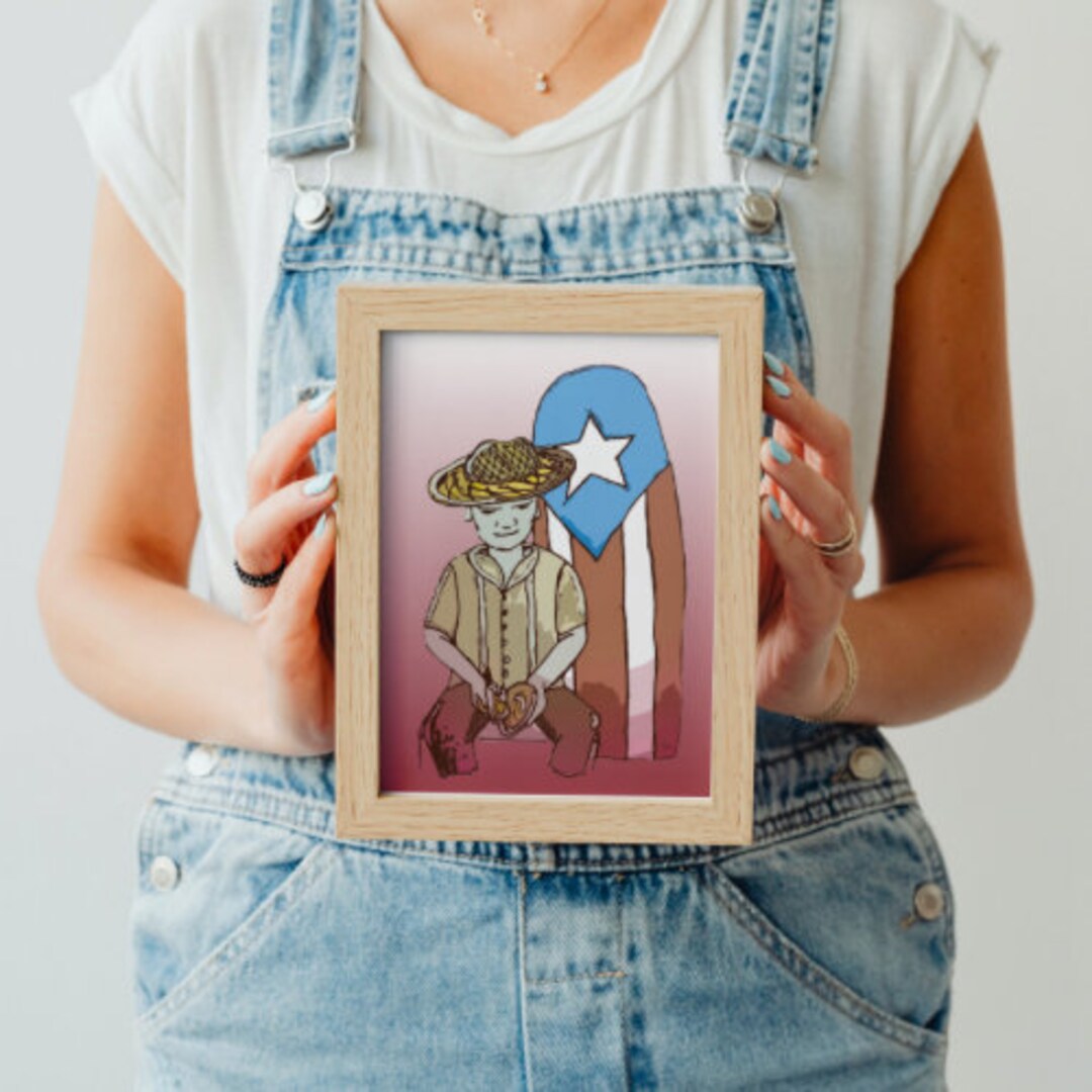 Boricua Man Peeling a Mango Physical Art Print | 8x10 Art Print | 5x7 ...