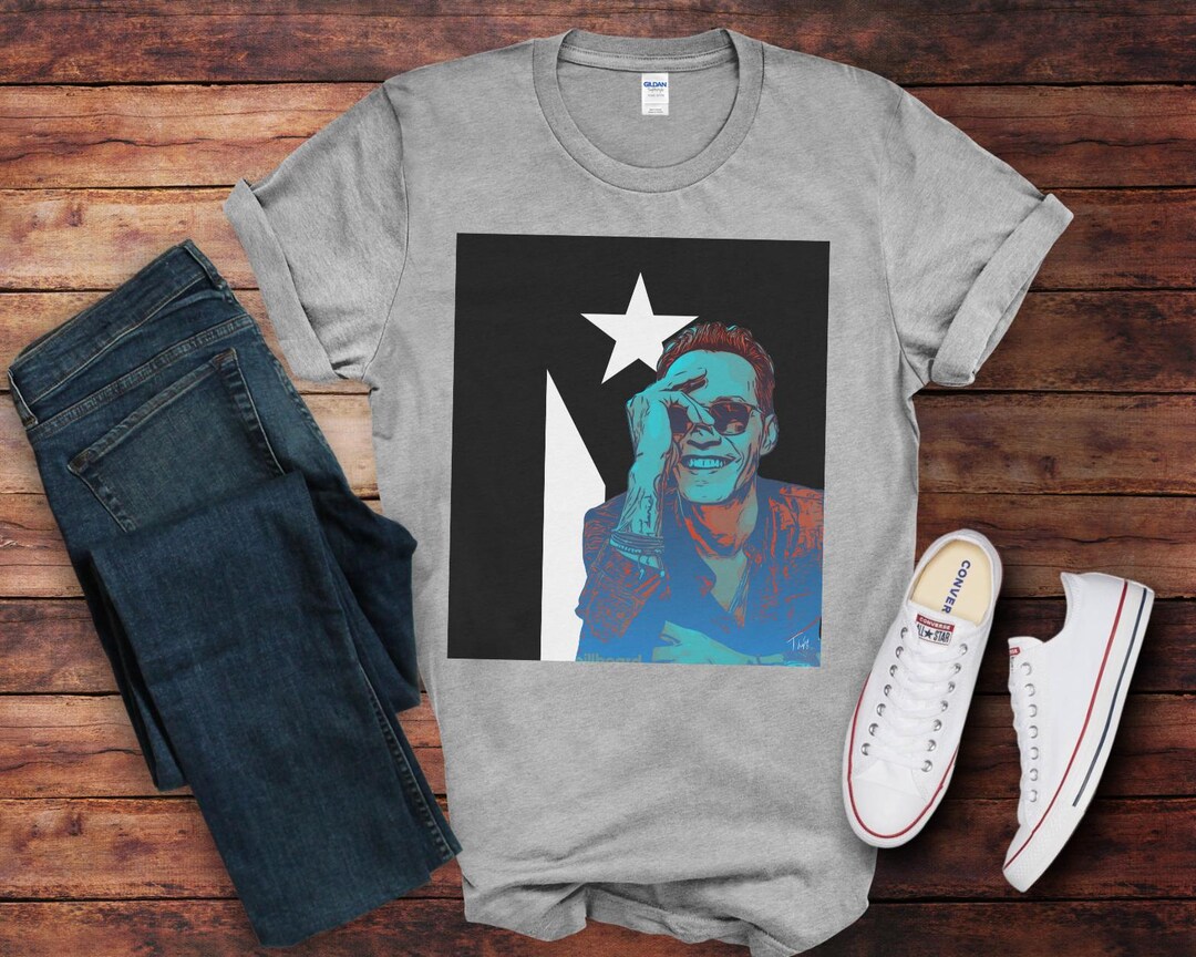 Marc Anthony Fan Art Black Puerto Rico Flag Puerto Rican Pride Tee ...