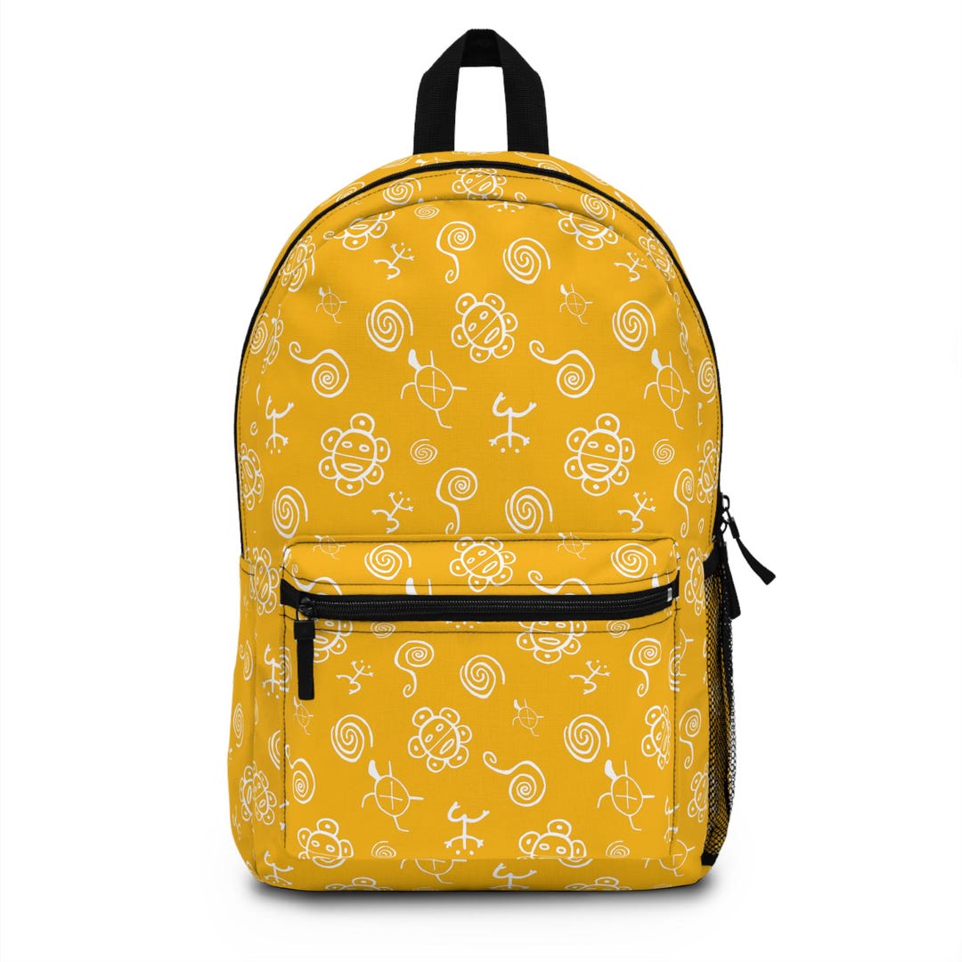 Yellow Backpack Taino Symbols Bookbag School Backpack Puerto Rico Gifts ...