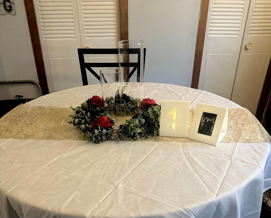 Wedding Table Numbers With Photo Frame and Candle Holder – Triangle ...