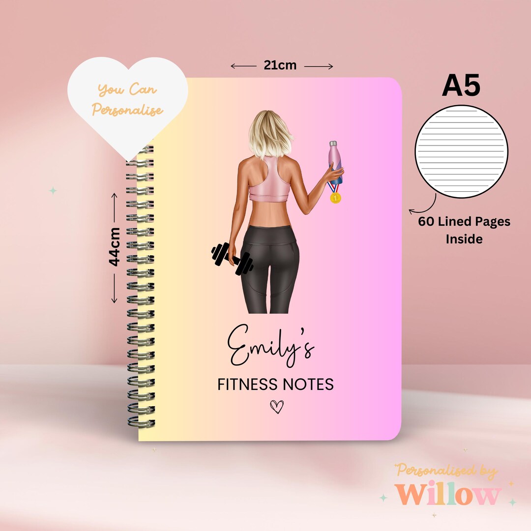 Personalised Fitness Notebook, Work Out Tracker, Custom Fitness Journal ...