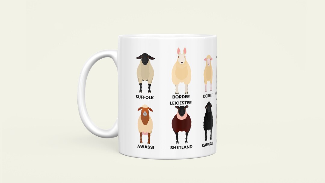 Sheep Mug, Sheep Breeds Mug, Sheep Gift, Farm Mug, Farm Animals Mug ...
