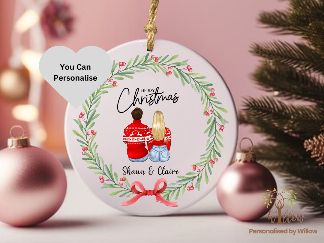 Personalized Christmas Jumper Couple Ornament: Ceramic Keepsake Bauble ...