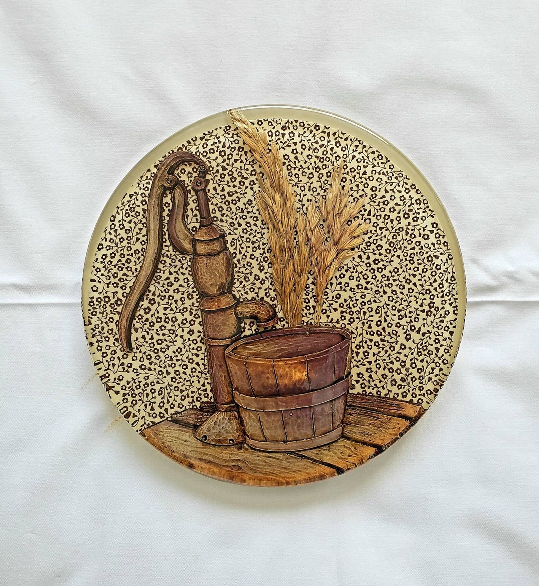 1960s Vintage Colorflo Lucite/resin/acrylic Trivet Water Pump Wood ...