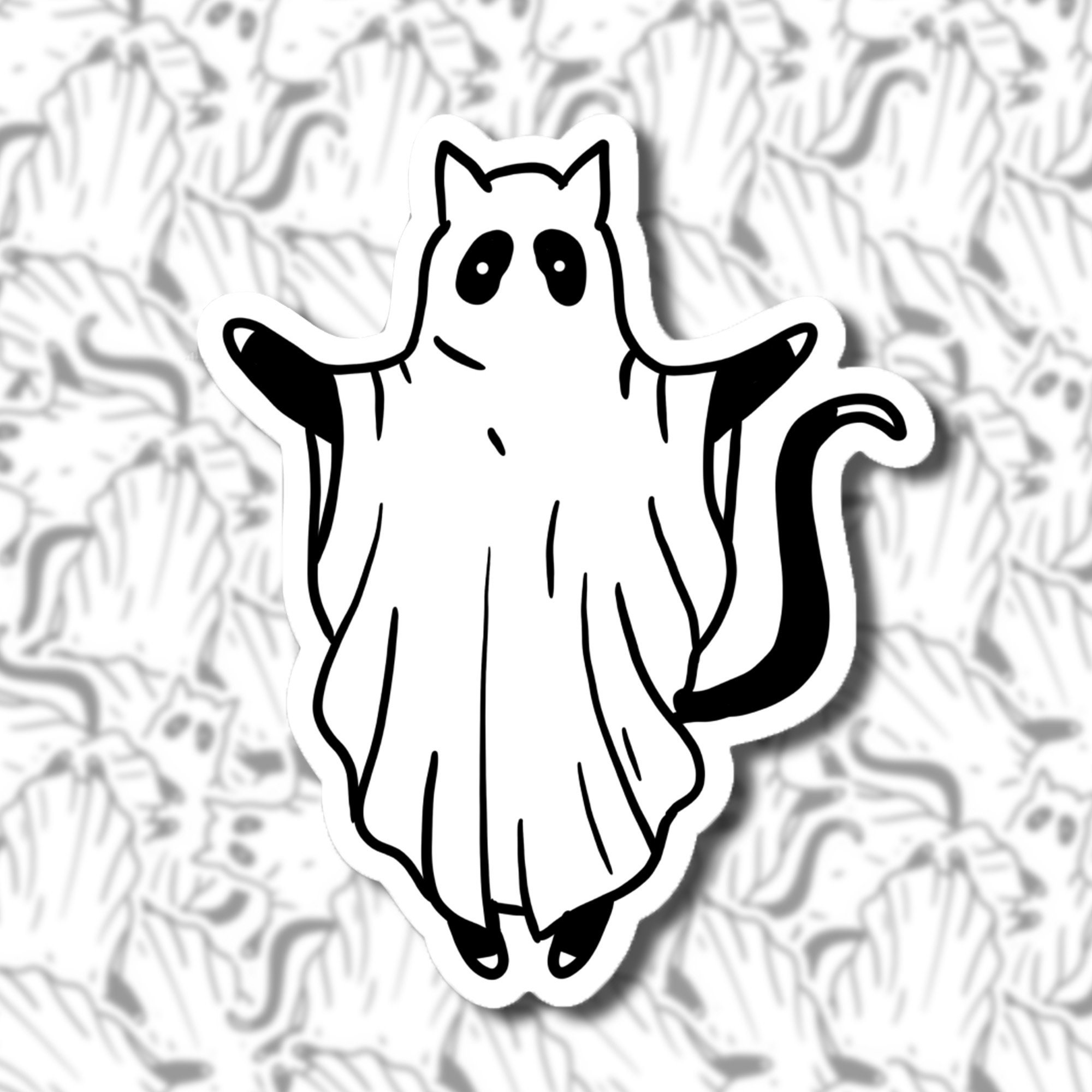 Cat Ghost Sticker - Etsy