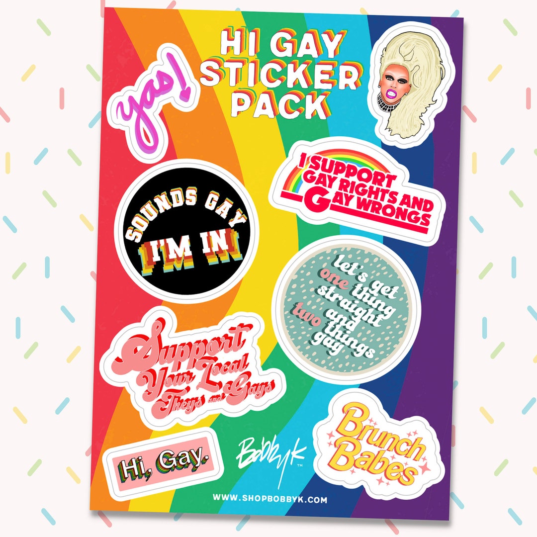 Hi Gay Sticker Pack Sheet - Etsy