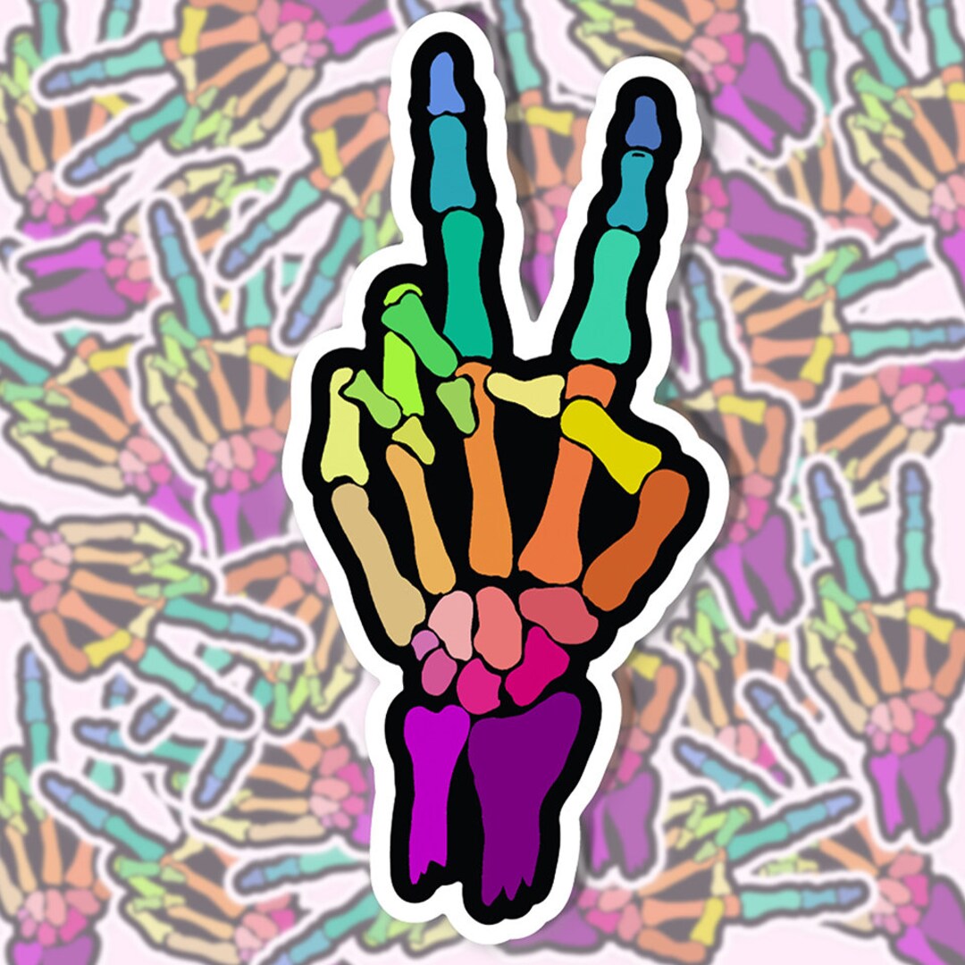 Rainbow Skeleton Deuces Sticker - Etsy