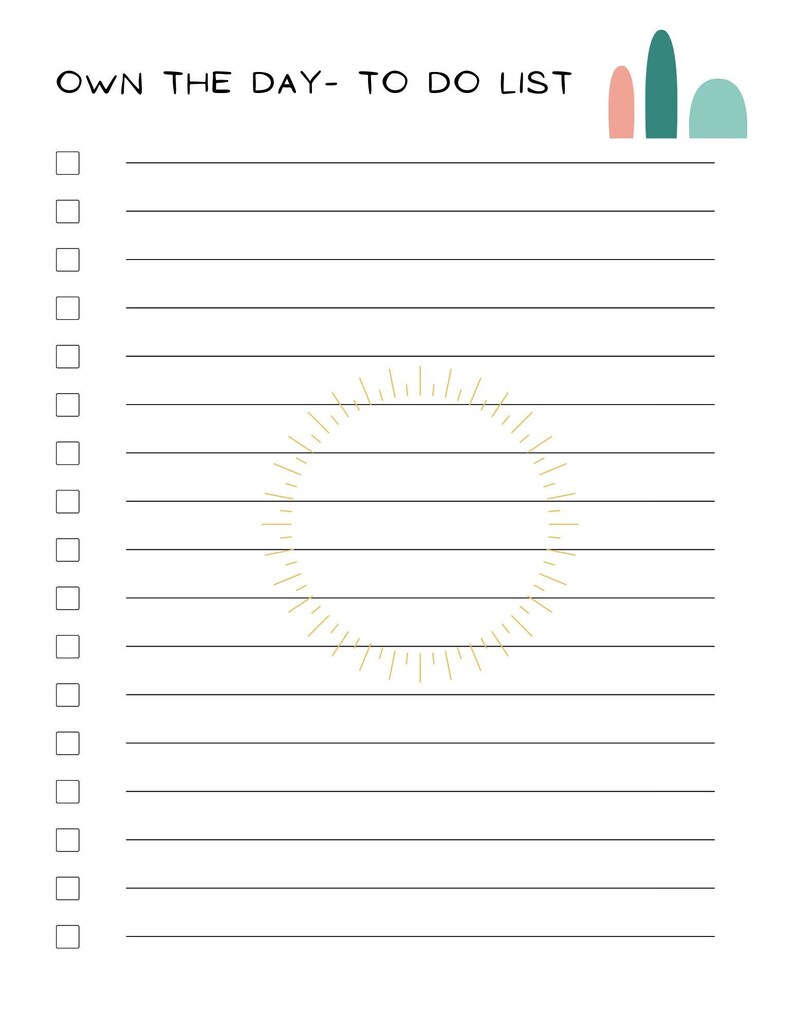To Do List Daily Checklist Checklist Own the Day - Etsy
