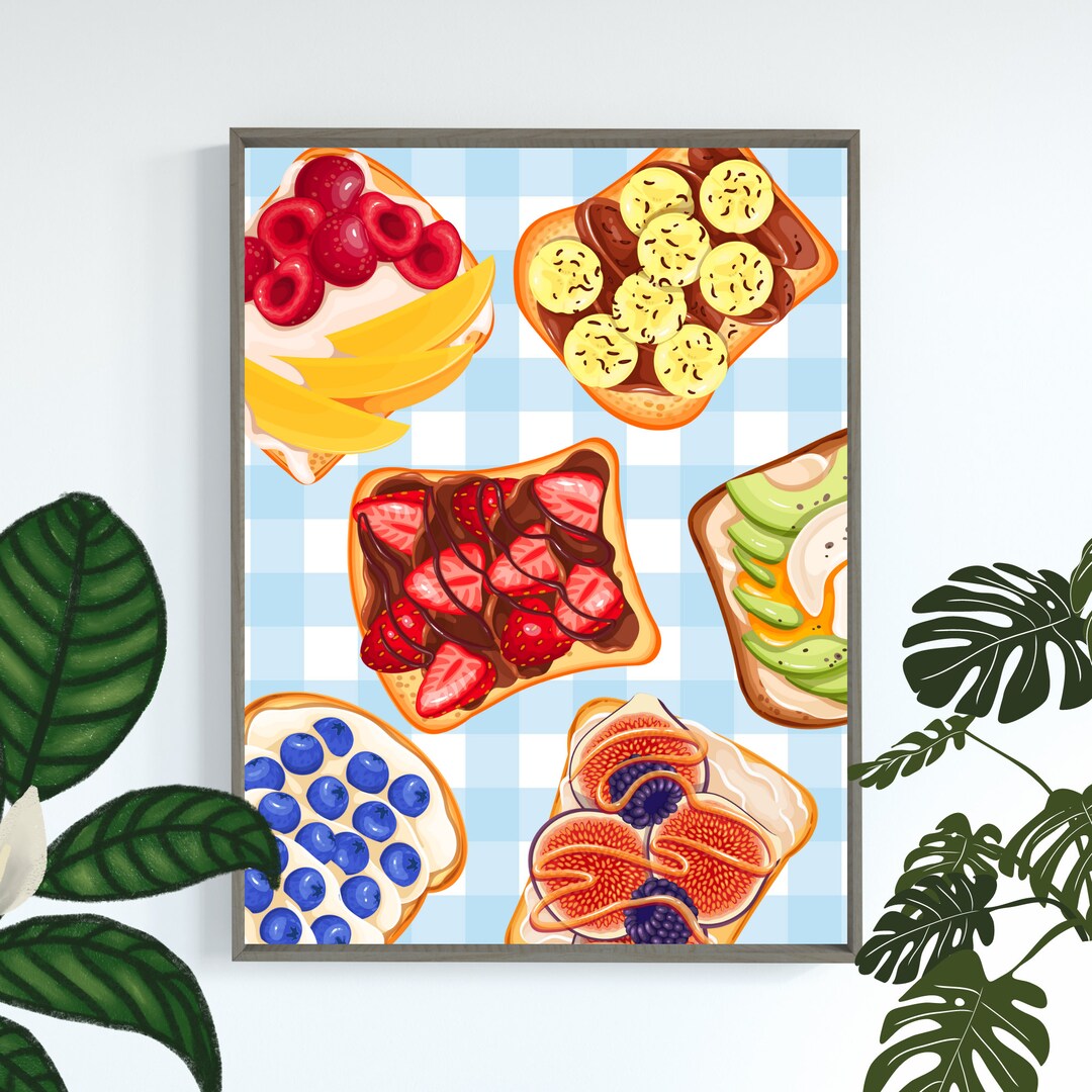 Toast Art Print Bread Poster Food Art Print Fruity Poster - Etsy