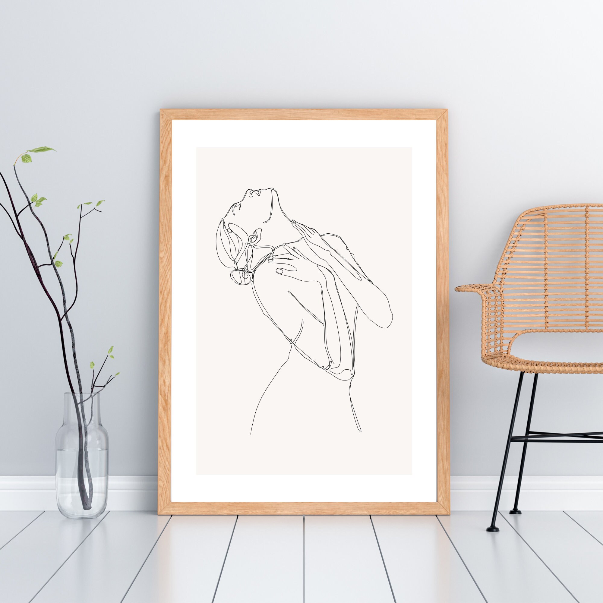Dibujos A Lápiz Desnudos Dibujo De Línea De Mujer Etsy México