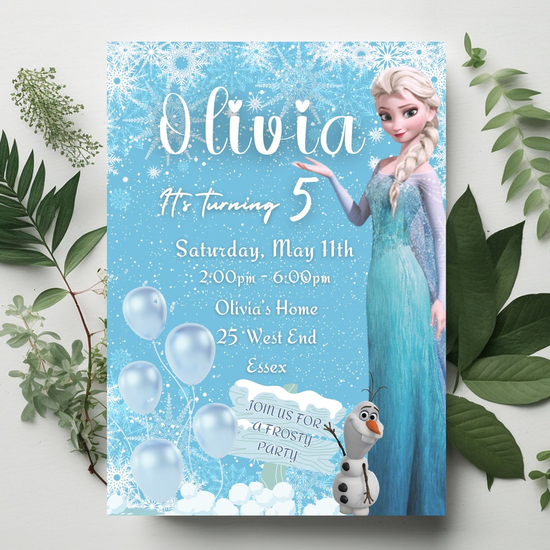 FROZEN Elsa & Olaf Birthday Invitation Winter Snow Birthday Printable ...