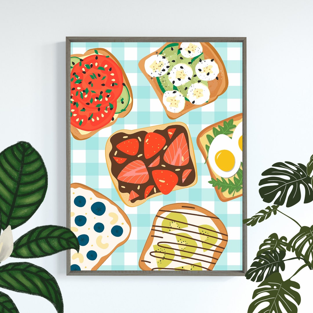 Toast Art Print, Bread Poster, Food Art Print, Food Poster,breakfast ...