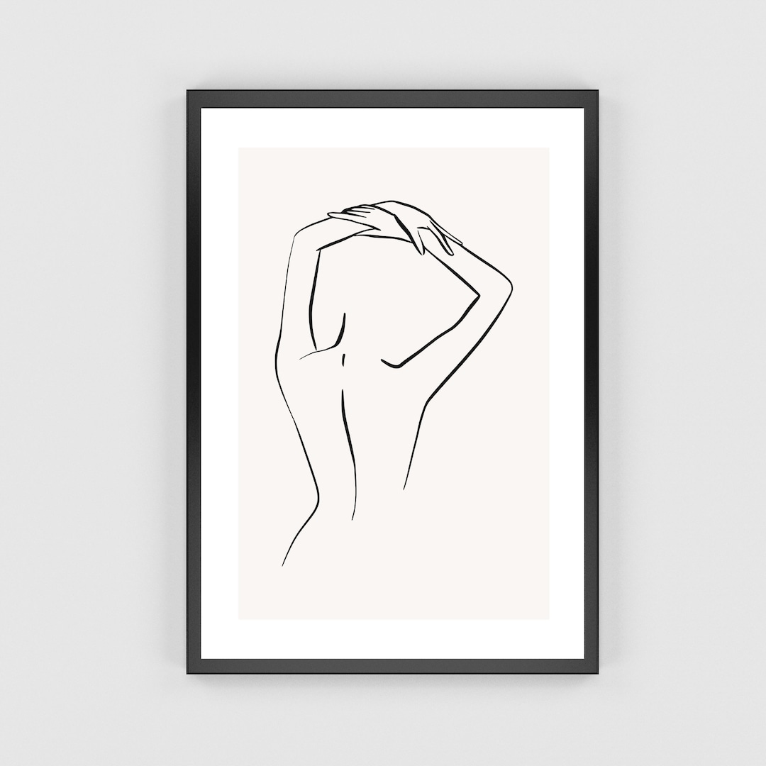 Dibujos A Lápiz Desnudos Dibujo De Línea De Mujer Impresión De