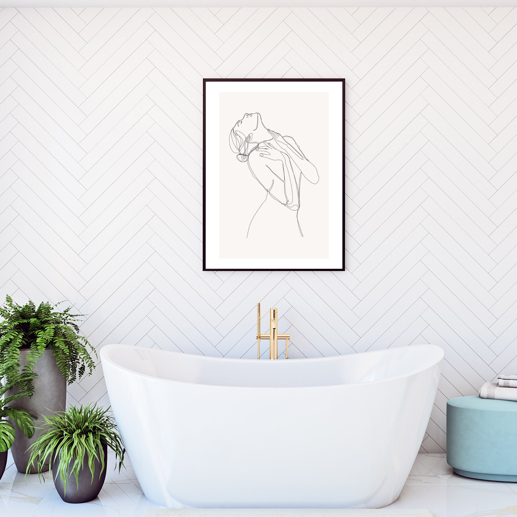 Dibujos A Lápiz Desnudos Dibujo De Línea De Mujer Etsy México