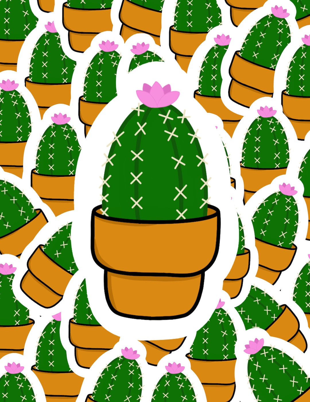 Potted Cactus Sticker: Matte Vinyl Houseplant Decal - Etsy