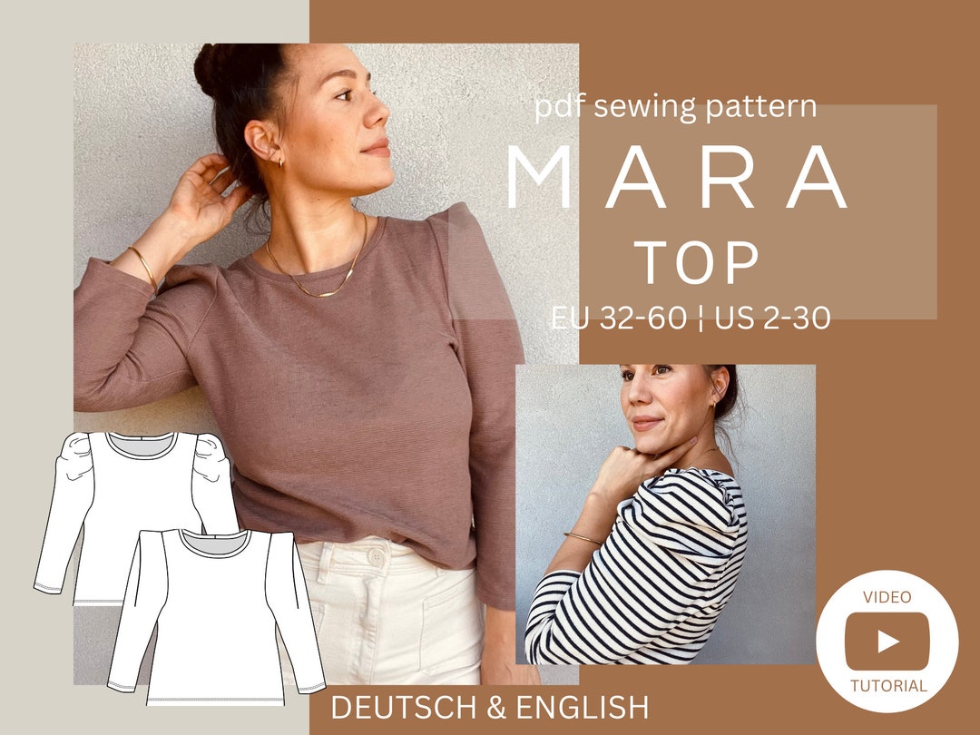 MARA Top Pdf Sewing Pattern Oberteil Pdf Schnittmuster - Etsy