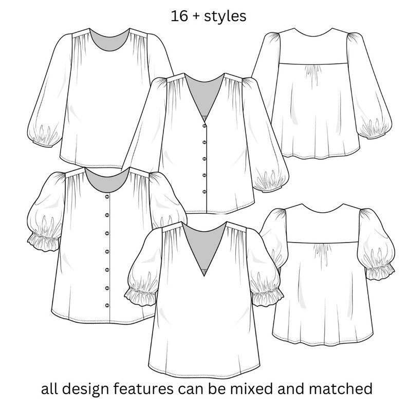 CLEO Top & Blouse Pdf Sewing Pattern Bluse Pdf Schnittmuster - Etsy