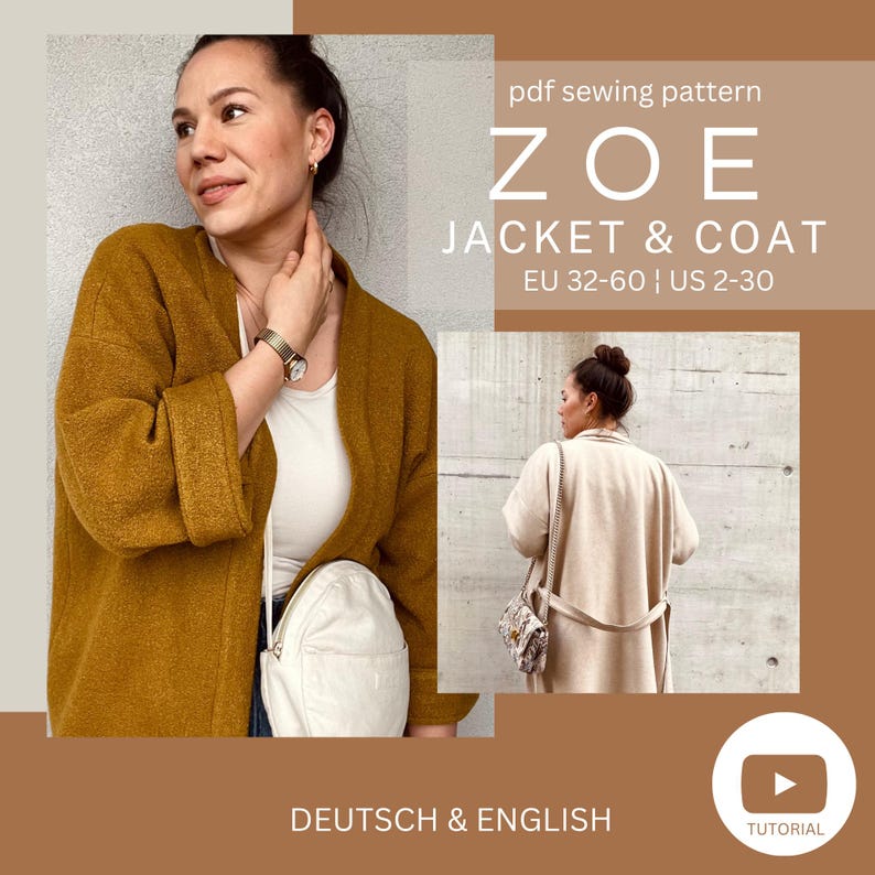 ZOE Coat and Jacket Pdf Sewing Pattern Jacke Und Mantel Pdf ...