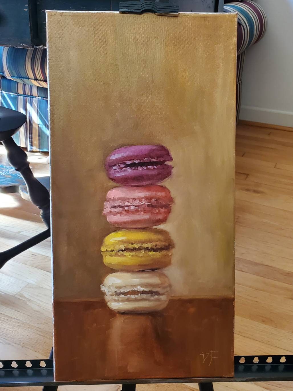 Macaron Painting, Original Oil Painting, Macaron Lovers, Dessert ...